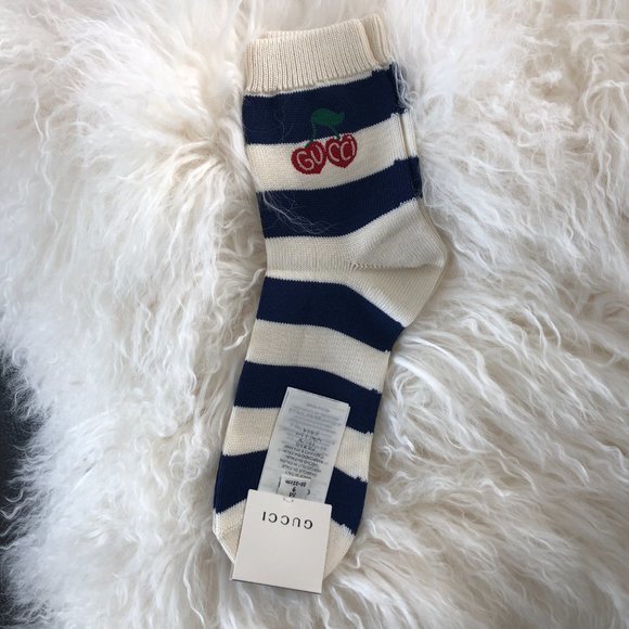 Gucci | Accessories | Gucci Blue And White Striped Knitted Ankle Socks ...